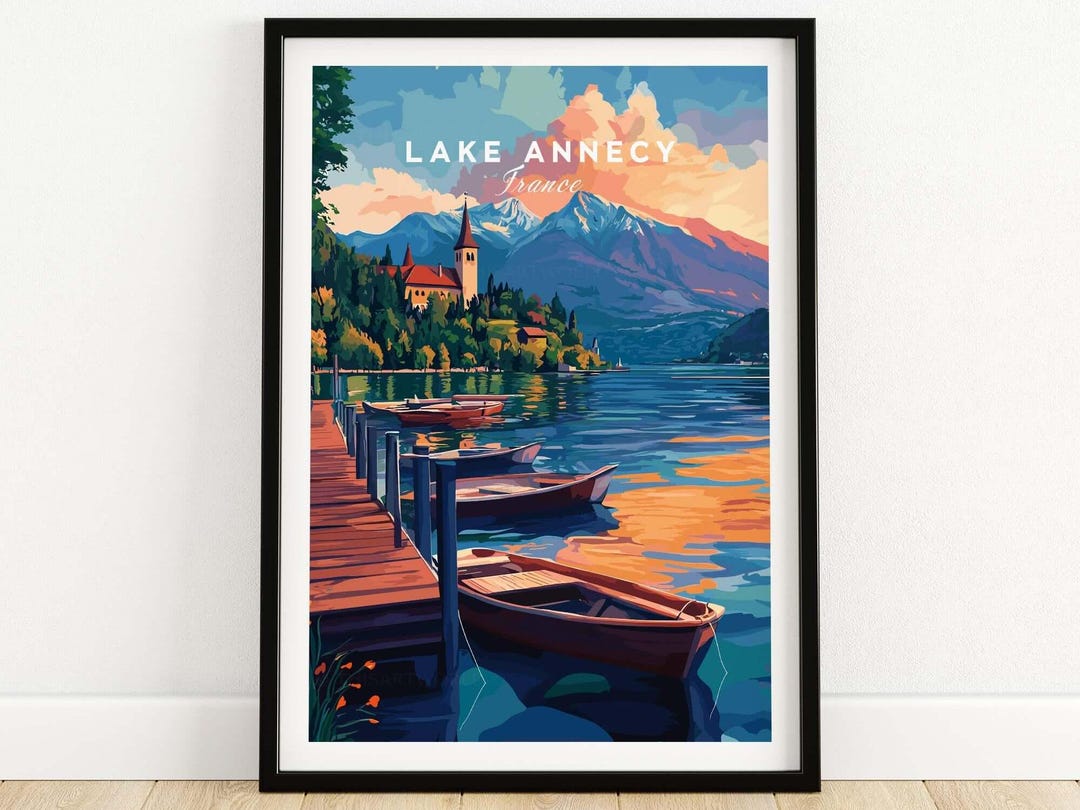 Lake Annecy Wall Art Lake Annecy Art Print Travel Print | Home Décor ...