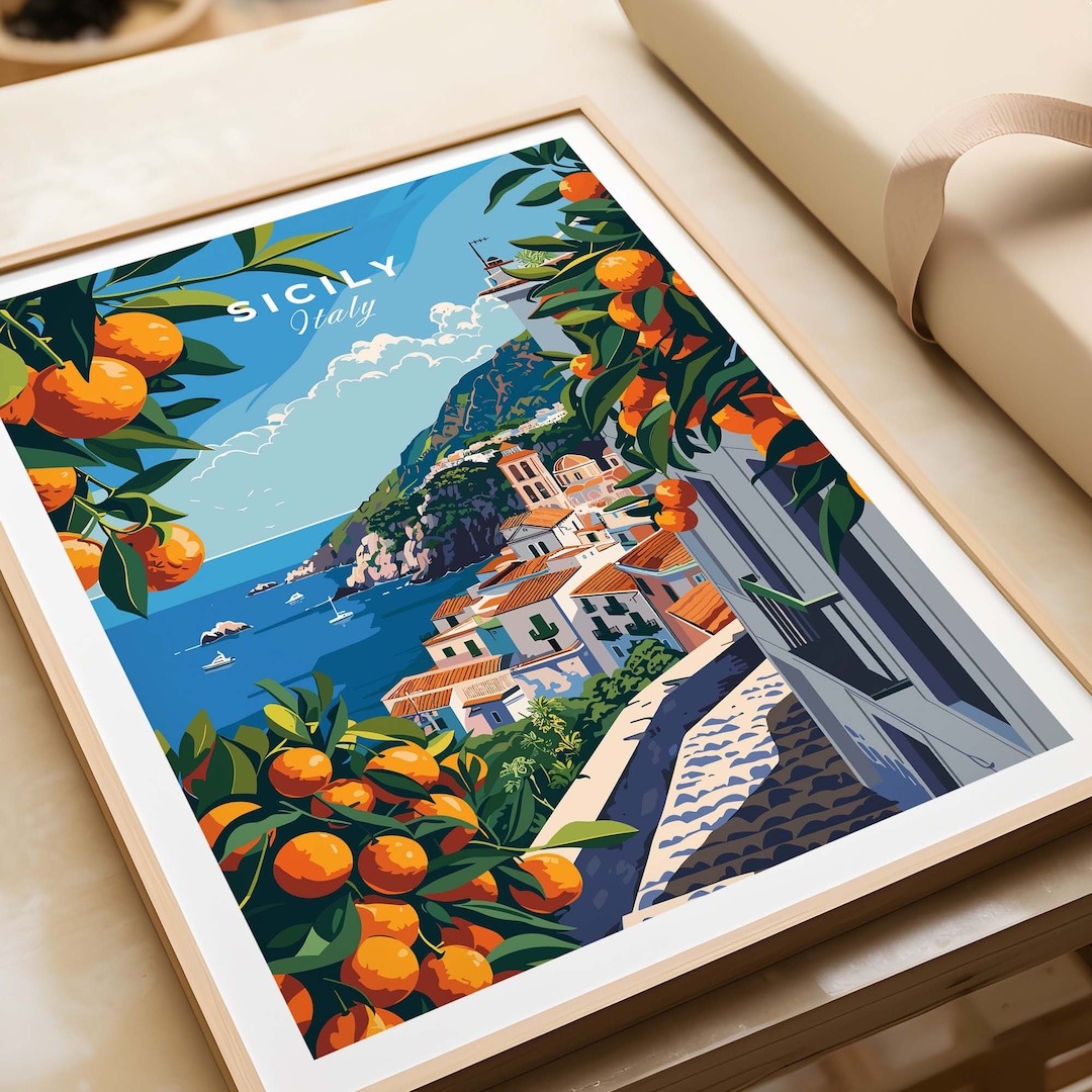 Sicily Travel Print Italy Travel Poster Sicily Artwork Poster Gift ...