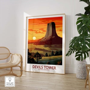 Devils Tower Print Art Print Travel Print | Home Décor Poster Gift ...