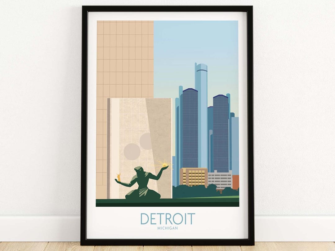 Detroit Wall Art Print | Michigan Poster - Etsy