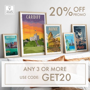 Cardiff Poster Print Wales Welsh Travel Poster Cardiff - Etsy