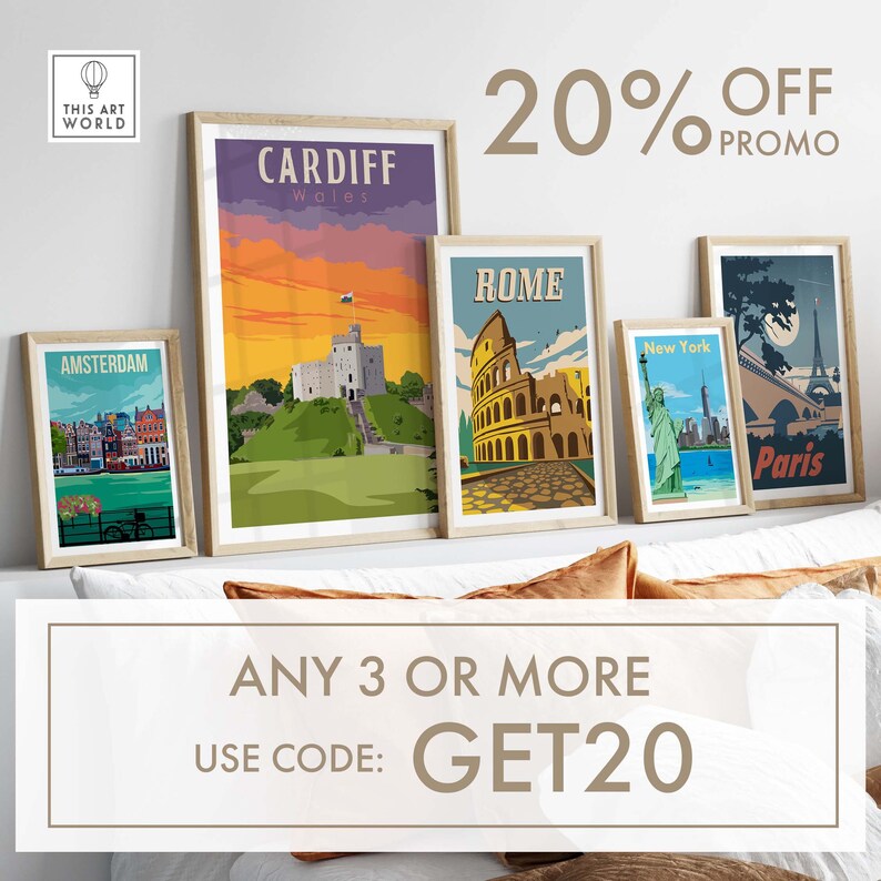 Cardiff Poster Print Wales Welsh Travel Poster Cardiff - Etsy