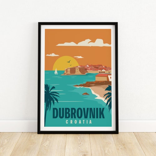 Dubrovnik Croatia Travel Poster Fine Art Print Wall Art | Etsy