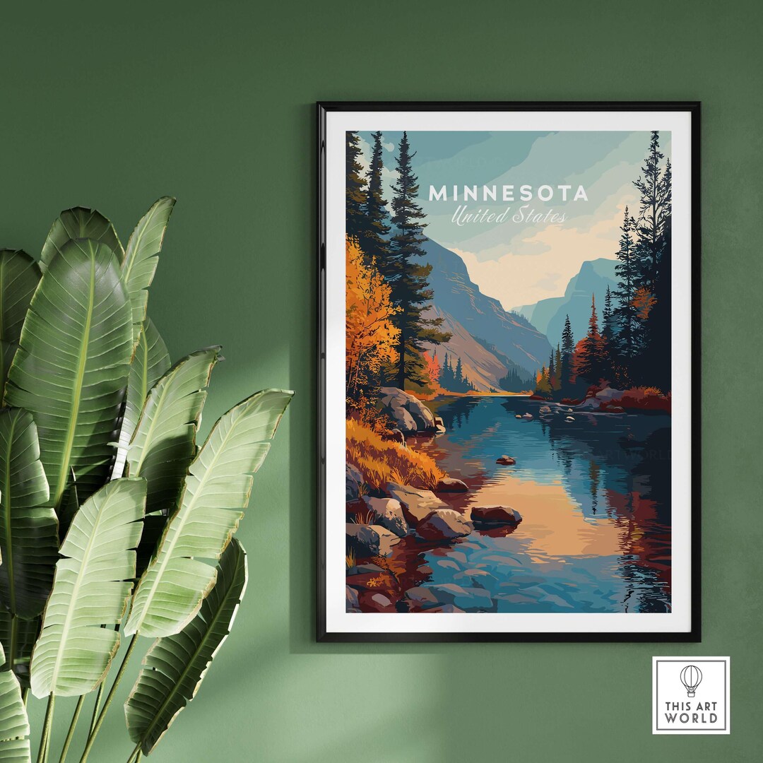 Minnesota Poster Travel Print Wall Art Minnesota Home Décor Minnesota ...
