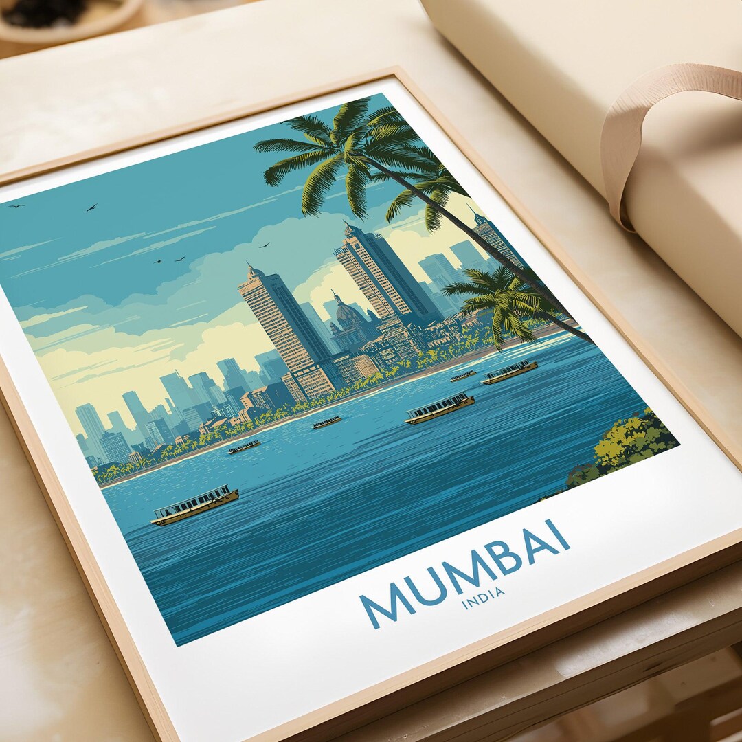 Mumbai India Skyline Poster, Vintage City Wall Art, Urban Home Decor ...
