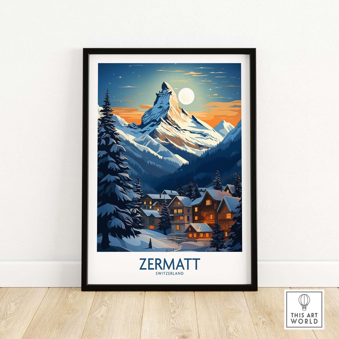 Zermatt Switzerland Poster Travel Print Home Décor Poster Gift Digital ...