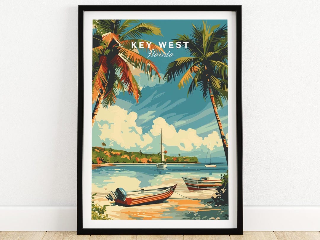 Key West Poster Florida Beach Wall Art Gift Key West Print for Office ...