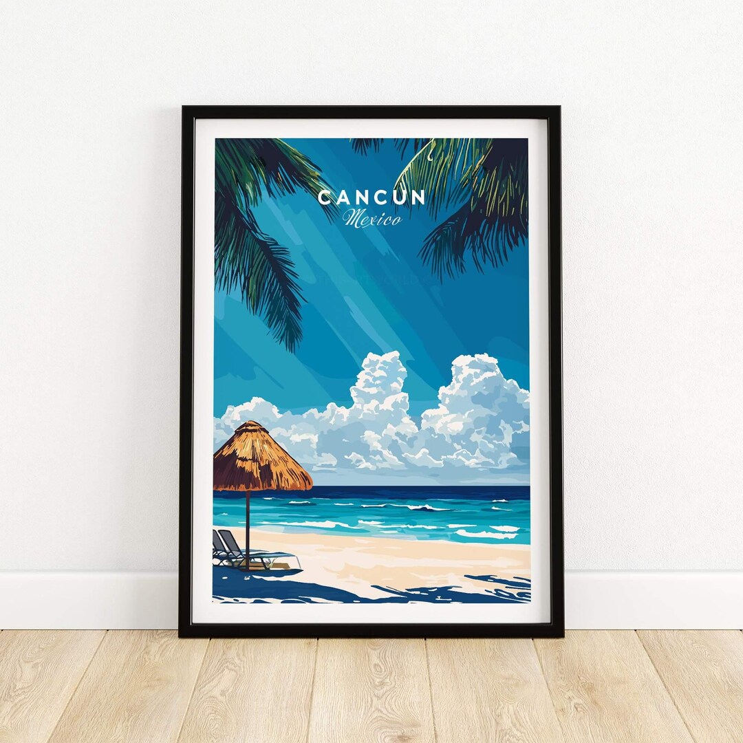 Cancun Wall Art Print Travel Poster Cancun Wall Decor Cancun Art Lovers ...