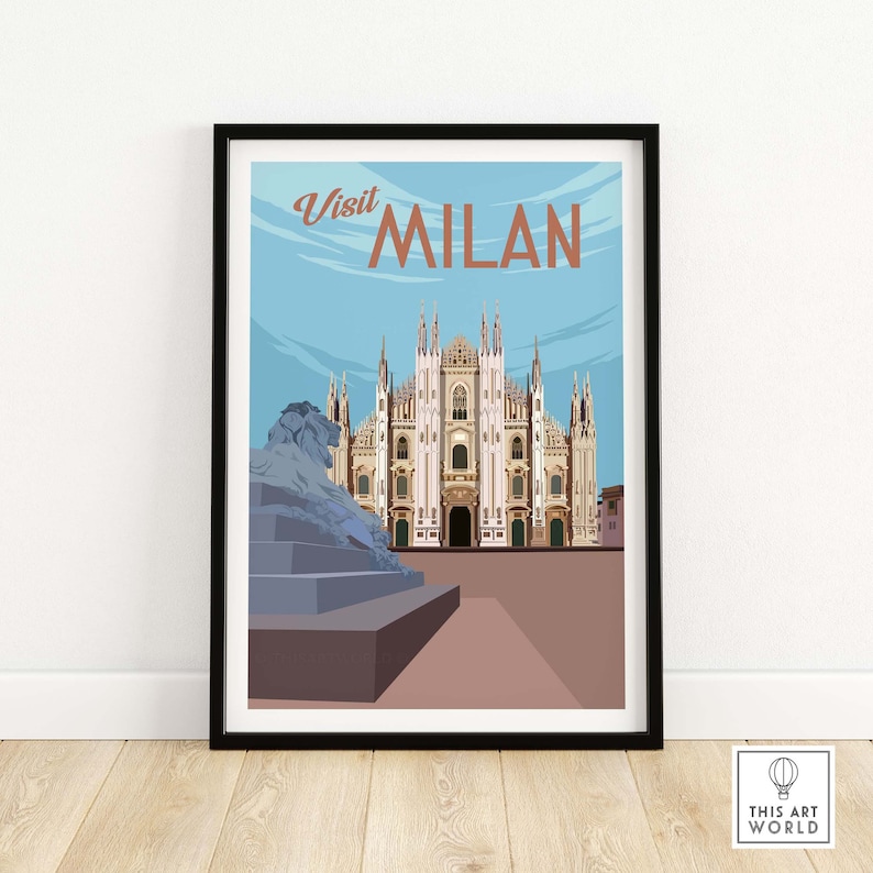 Milan Print Vintage Travel Poster Milano Wall Art Milano - Etsy