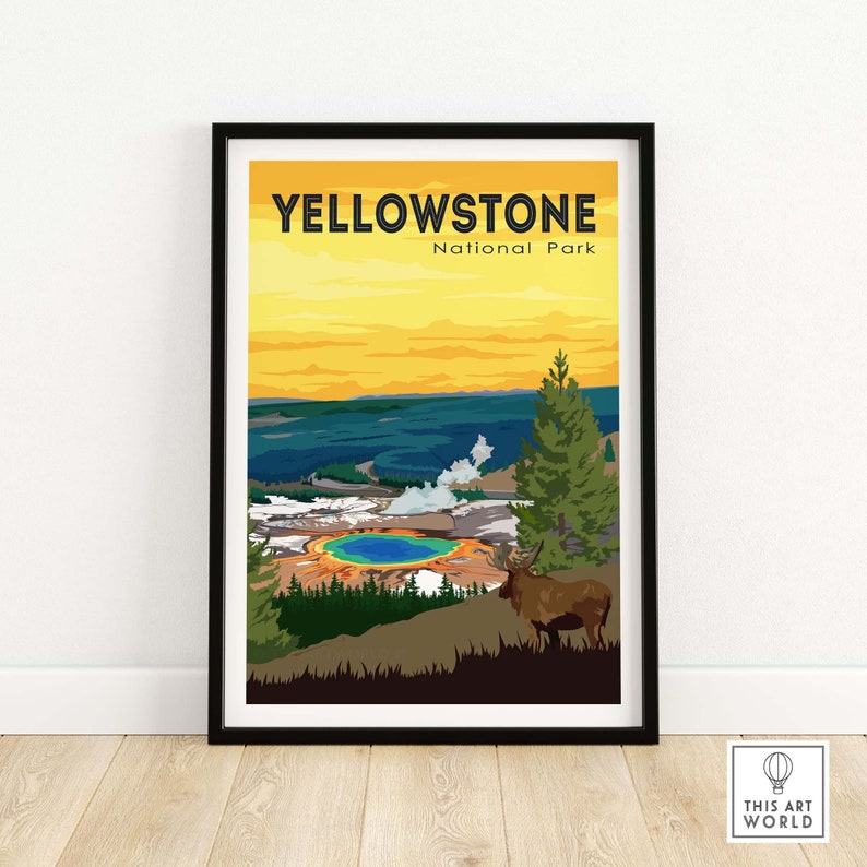 Yellowstone Print National Park Vintage Poster Yellowstone - Etsy
