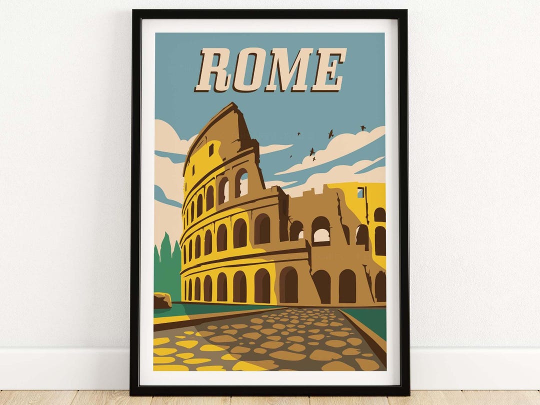 Rome Print | Italy Retro Travel Poster | Roma Wall Art | Rome Poster ...