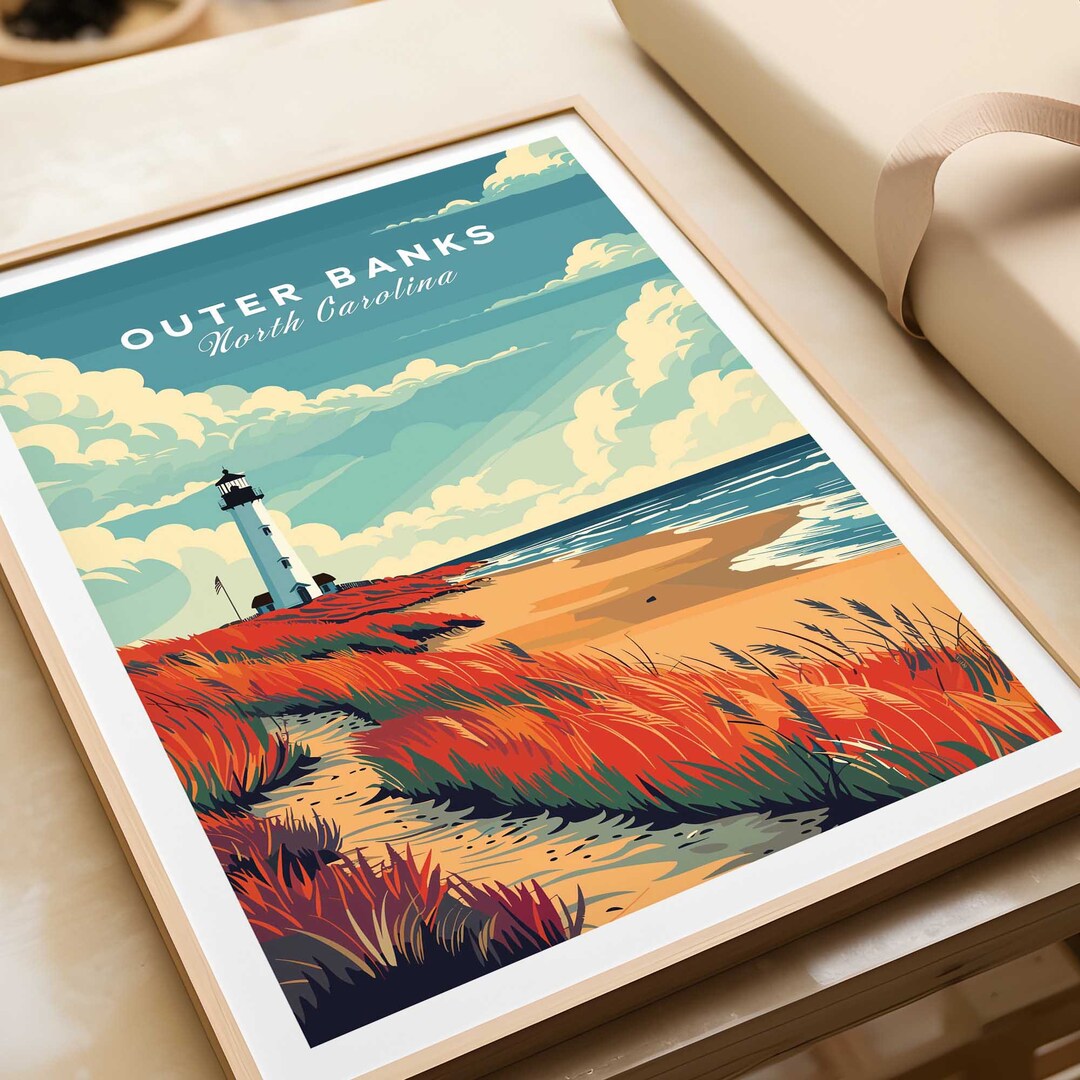 Outer Banks Island Print Travel Print Wall Art Poster Gift Home Decor ...