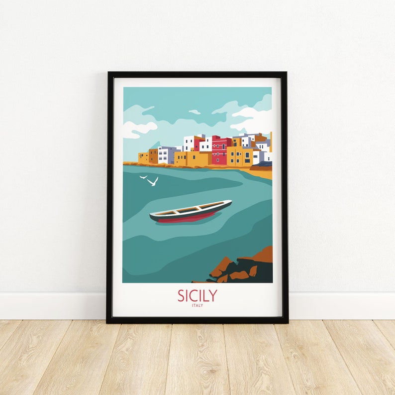 Sicily Poster Italy Travel Art Print Sicily Italy Wall Art - Etsy