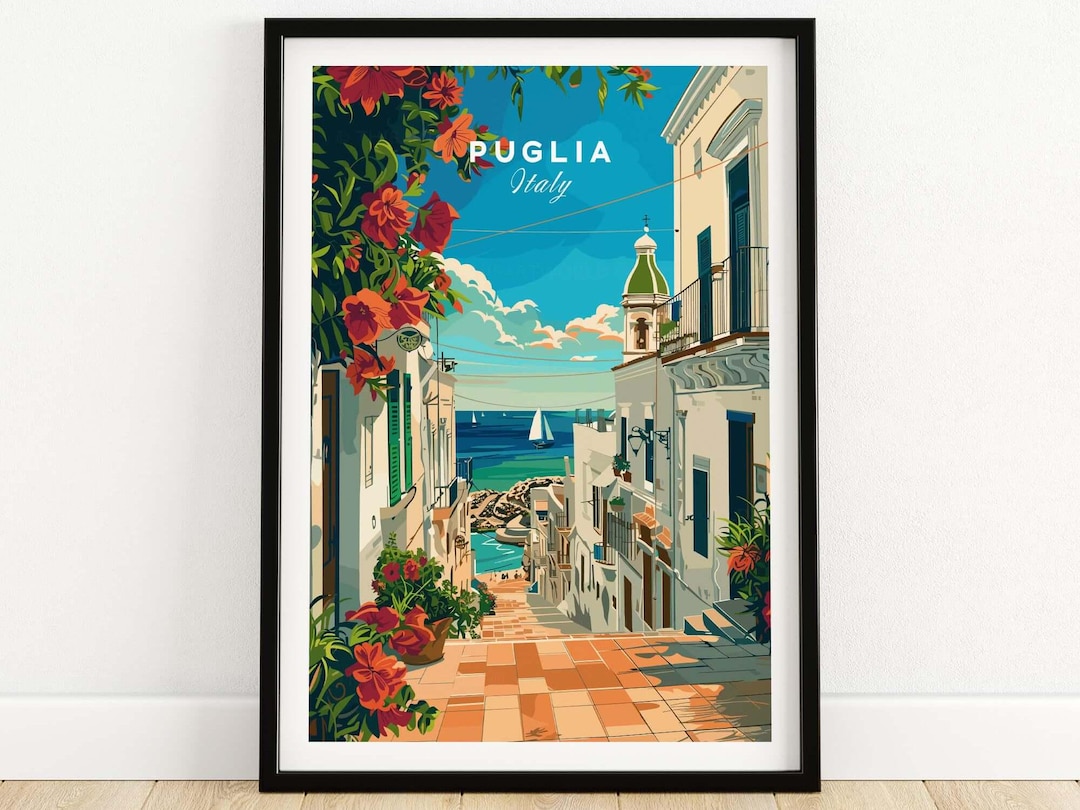 Puglia Poster Italy Puglia Wall Art Print Italy Travel Poster Italy ...
