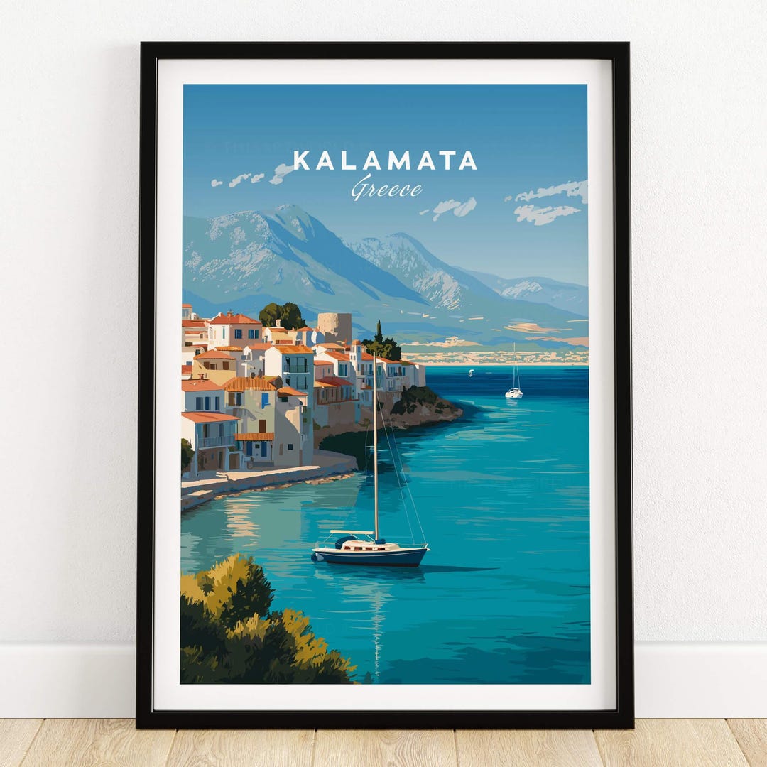 Kalamata Greece Wall Art Print - Scenic Harbor and Mountain View - Etsy