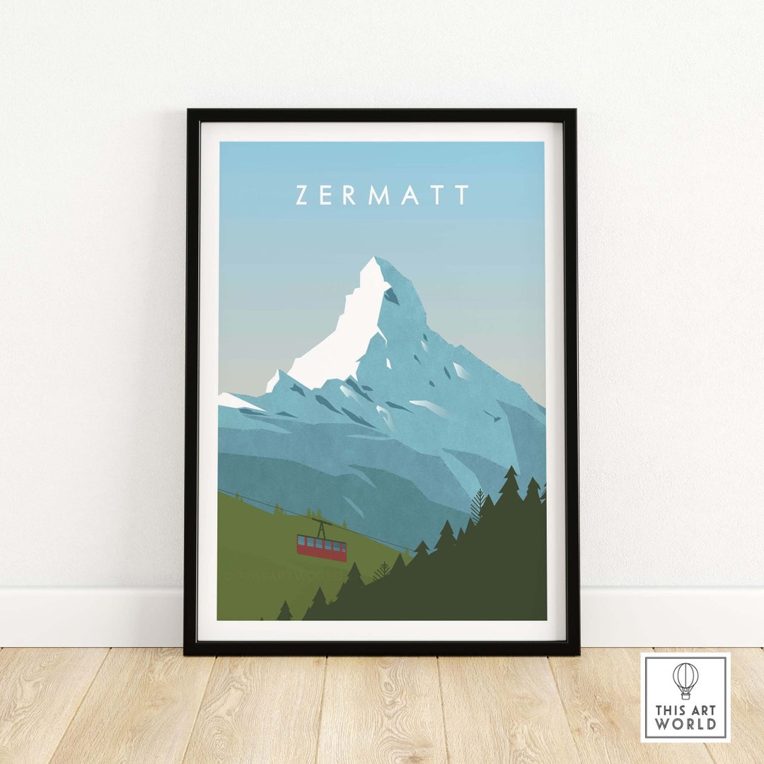 Zermatt Poster Print Zermatt Wall Art Switzerland Ski Poster Art ...
