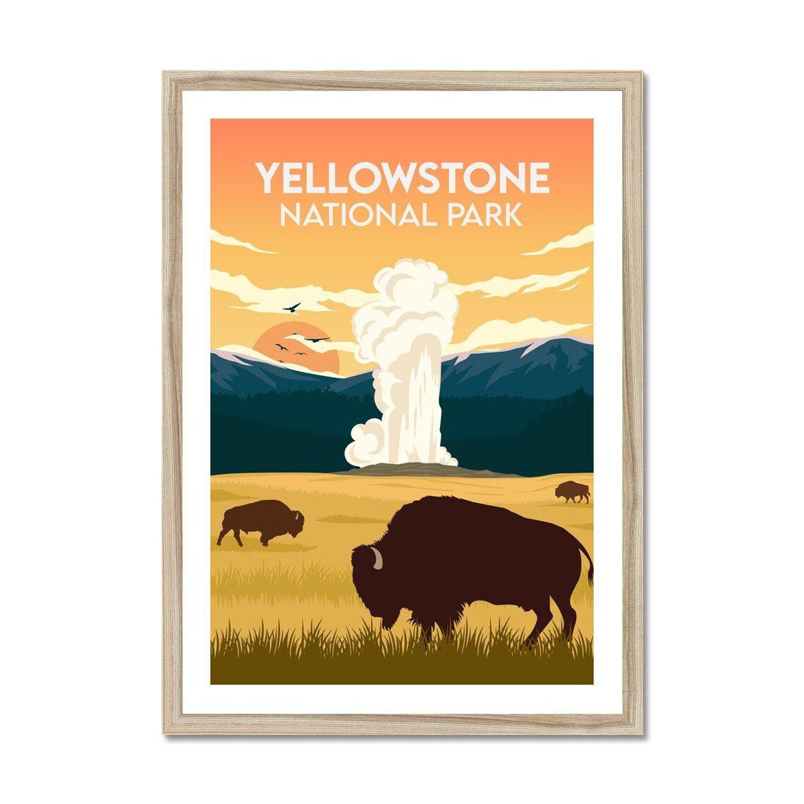 Yellowstone Print National Park Poster Wyoming Art Print | Etsy