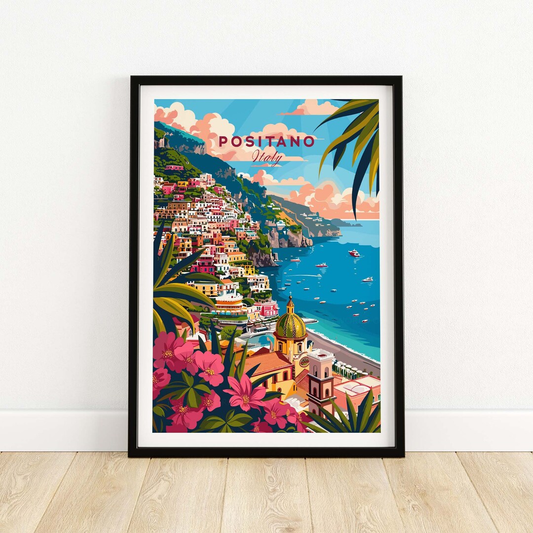 Positano Art Print Amalfi Coast Positano Wall Art Italy Travel Poster ...