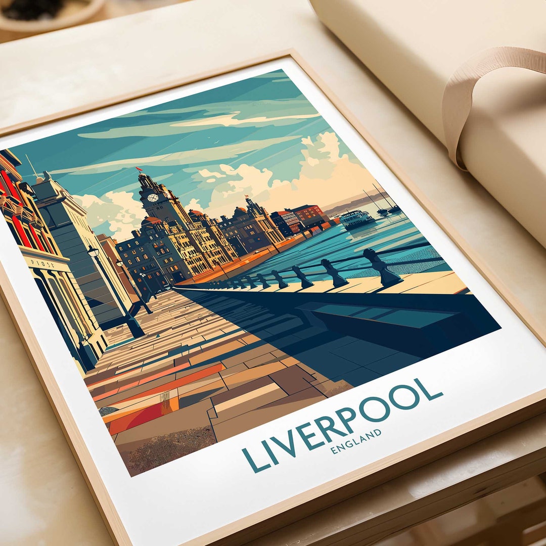 Liverpool England Print Liverpool City Vintage Poster Design of ...