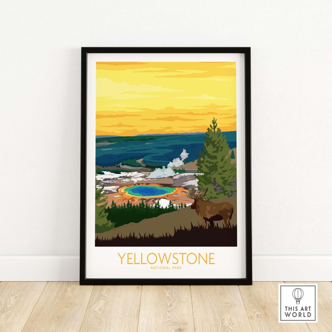 Yellowstone Print | Yellowstone Park Poster | Yellowstone Wall Art ...