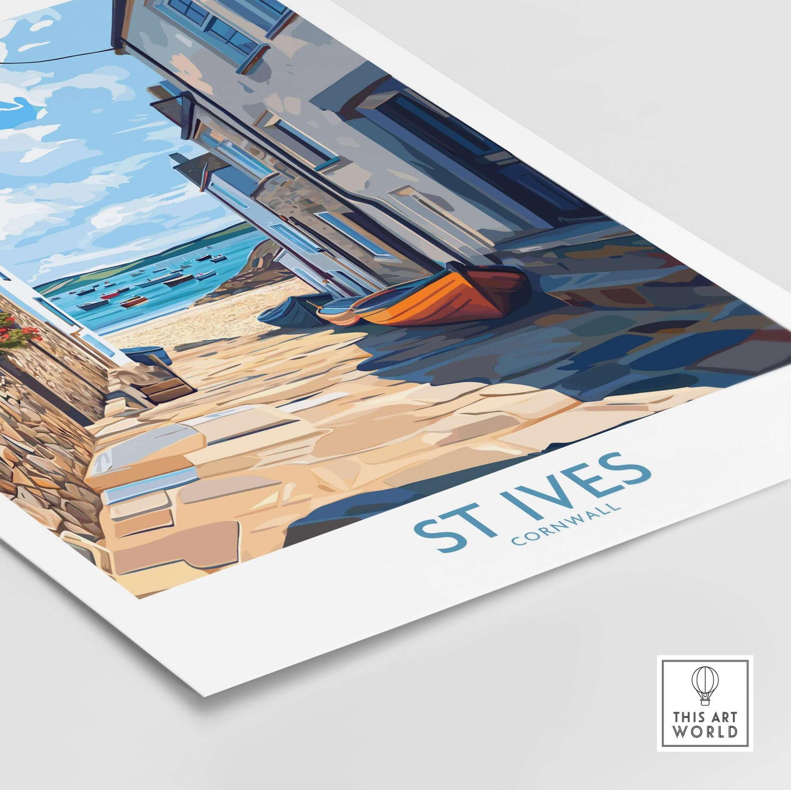 St Ives Cornwall Coastal Village Art, Harbor Boats Decor, Cornish ...