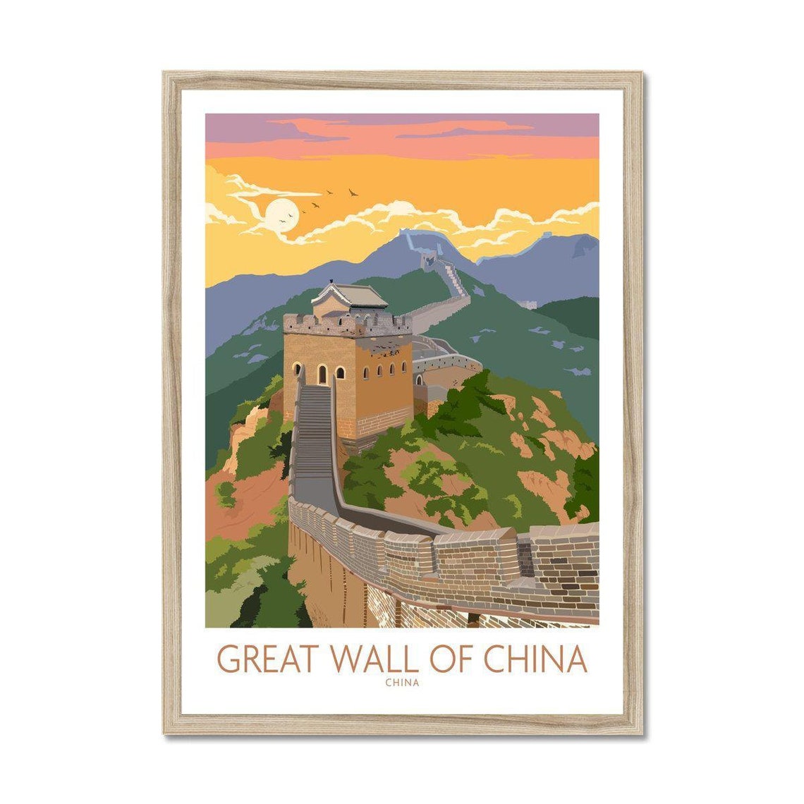 Great Wall of China Print Wall Art Travel Poster Framed & | Etsy