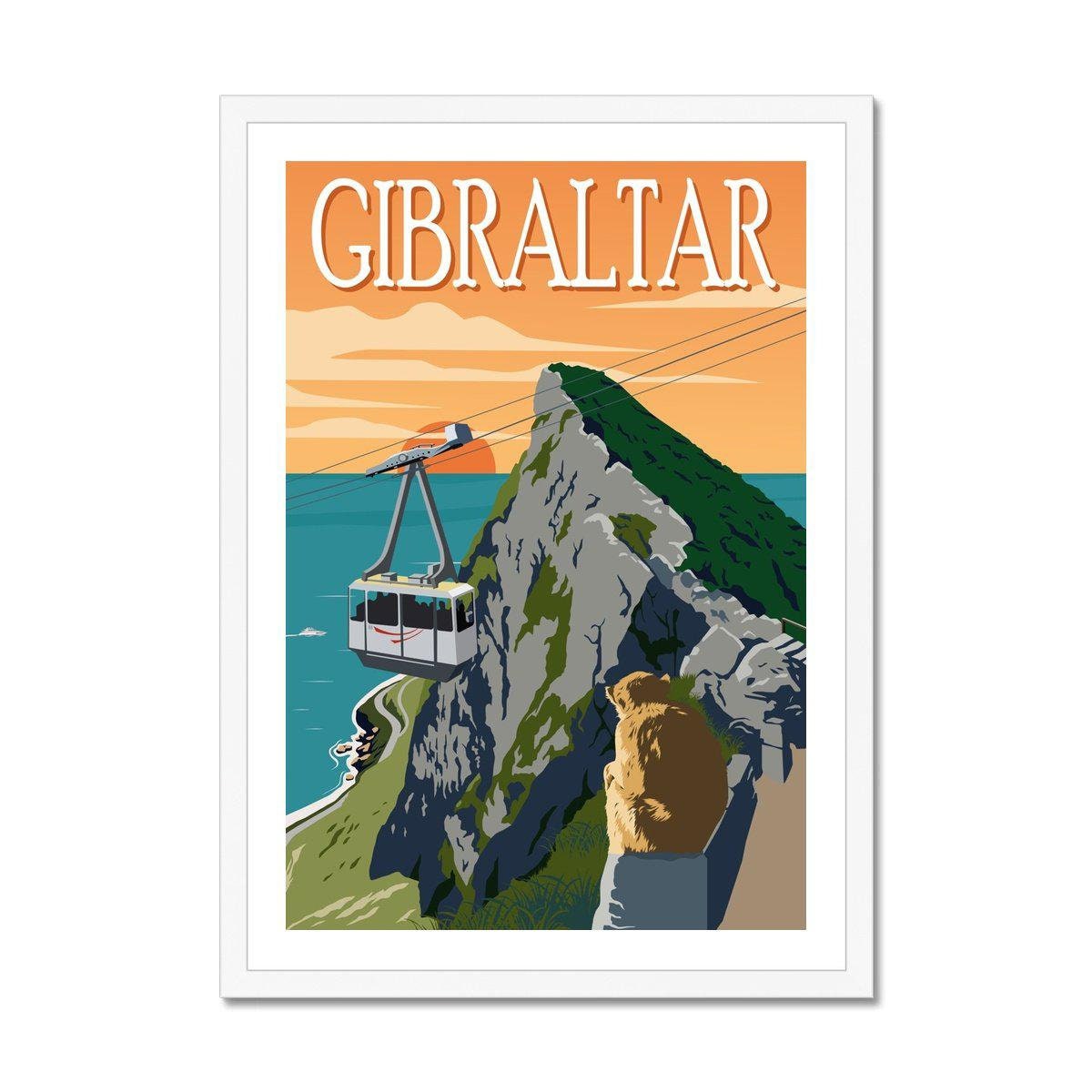 Gibraltar Print Vintage Travel Poster Rock of Gibraltar | Etsy