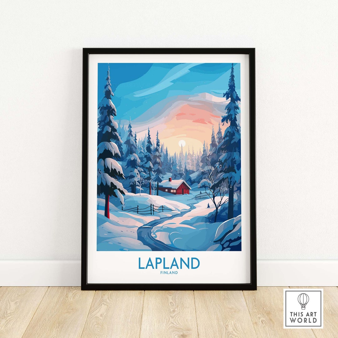 Wall Art Lapland Landscape Print Scandinavian Nature Decor Minimalist ...
