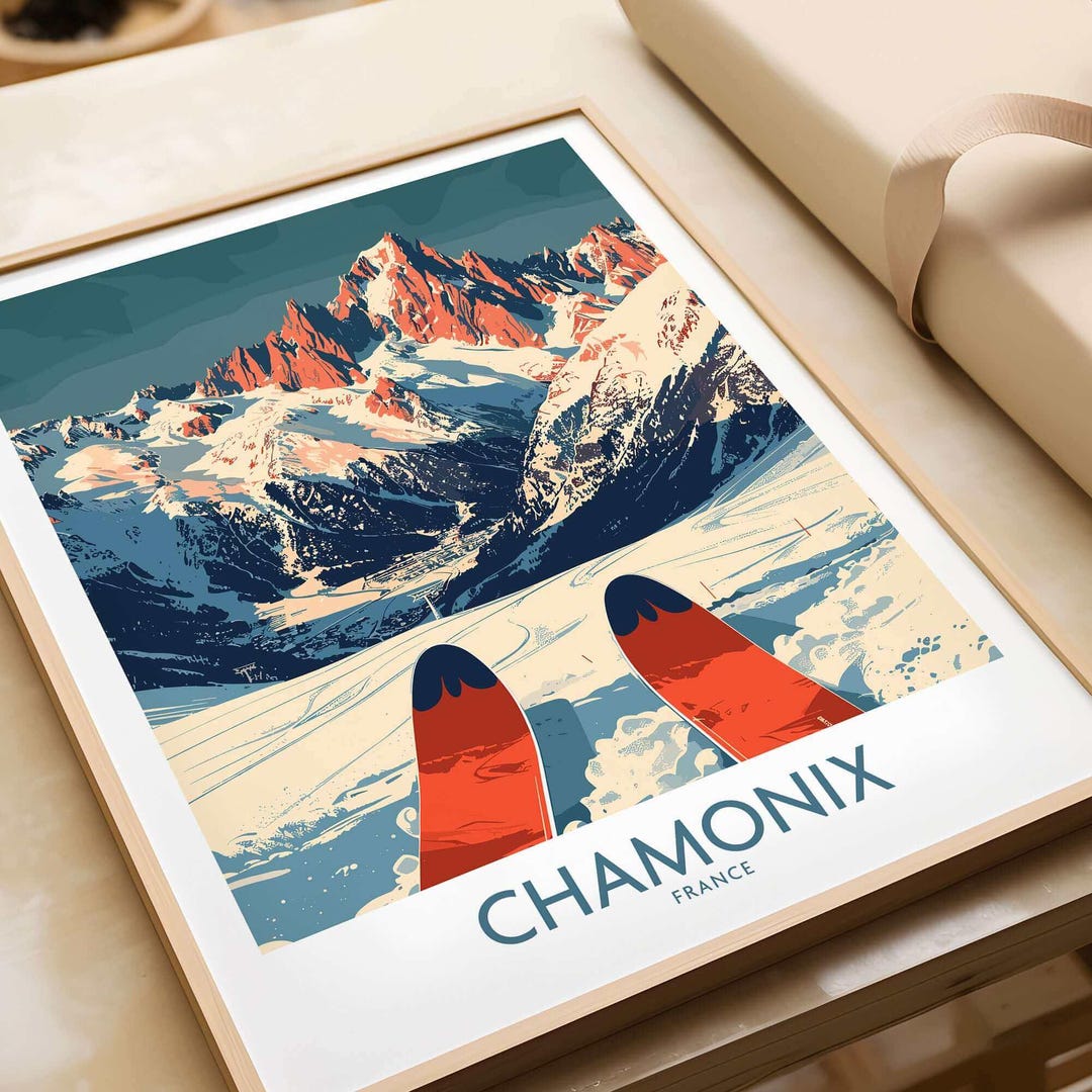 Chamonix Wall Art Poster France Print Chamonix Ski Resort Poster Winter ...