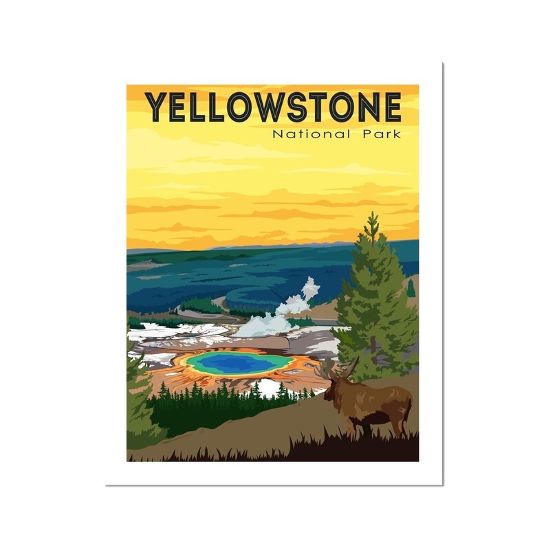 Yellowstone Print National Park Vintage Poster Yellowstone | Etsy