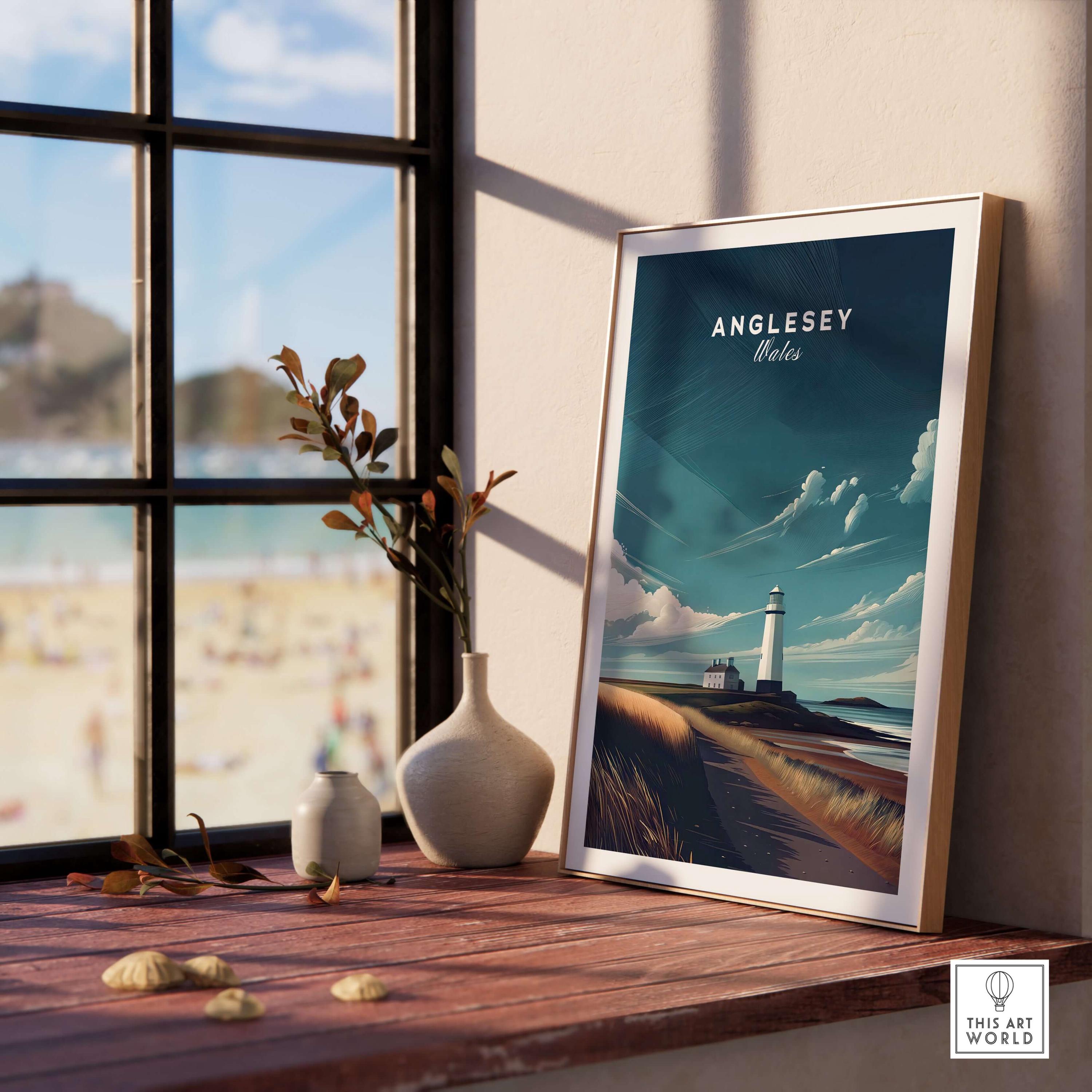 Anglesey Print Wall Art - Coastal Home Decor, Welsh Landscape Poster ...