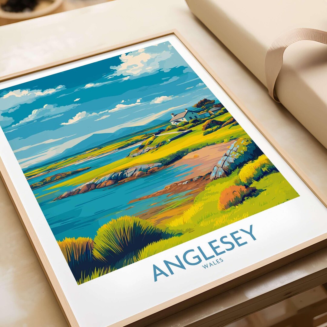 Anglesey Wales Poster - Tranquil Bay Welsh Countryside Travel Wall Art ...