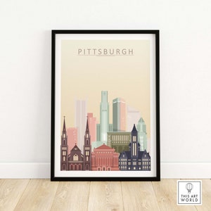 Pittsburgh Poster City Skyline Wall Art Print Cityscape Art Skyline ...