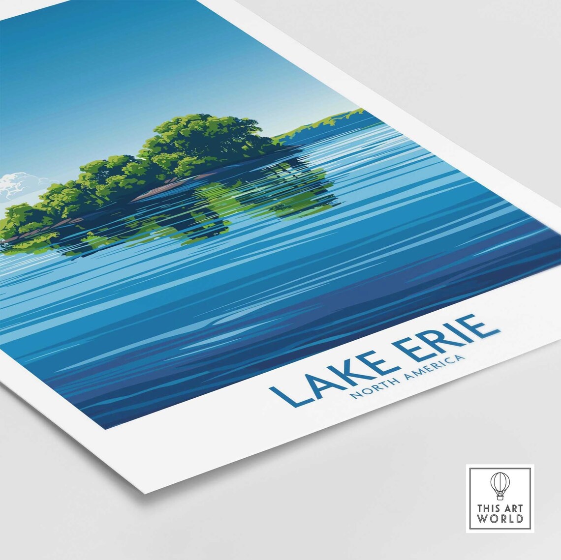 Lake Erie Travel Print - Great Lakes Travel Print Lake Erie Wall Art ...