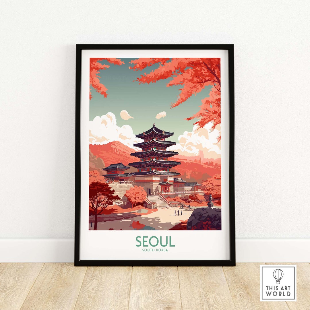 Seoul Print South Korea | Travel Poster Art | Home Décor Artwork ...