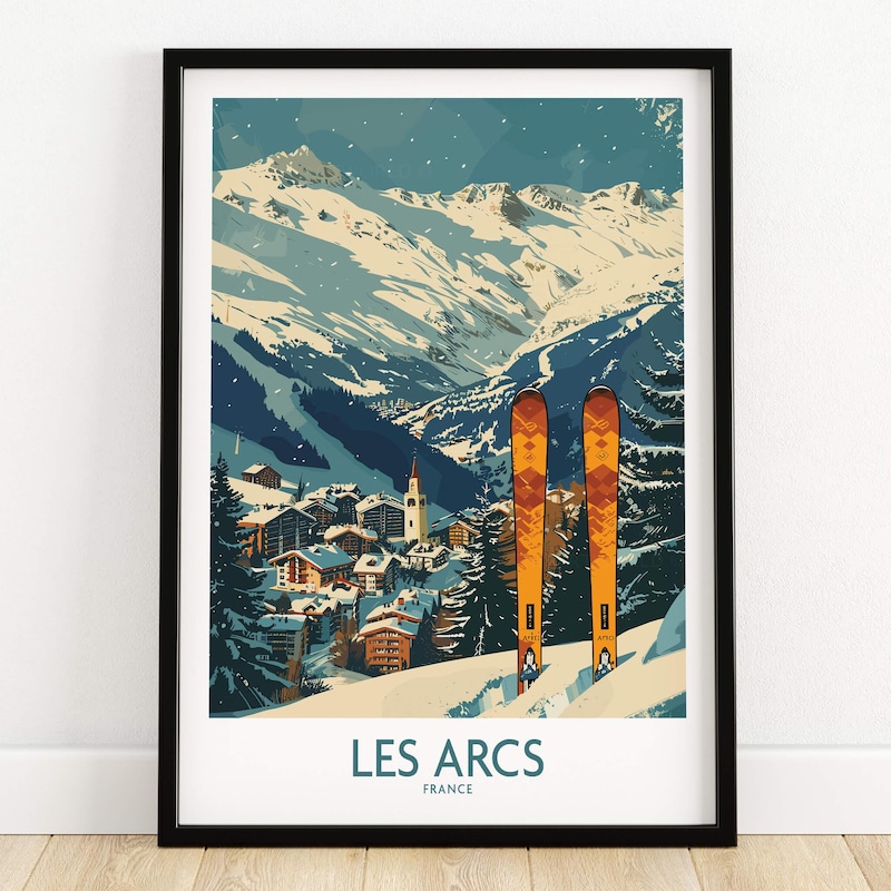 Les Arc Skiing Poster - Etsy