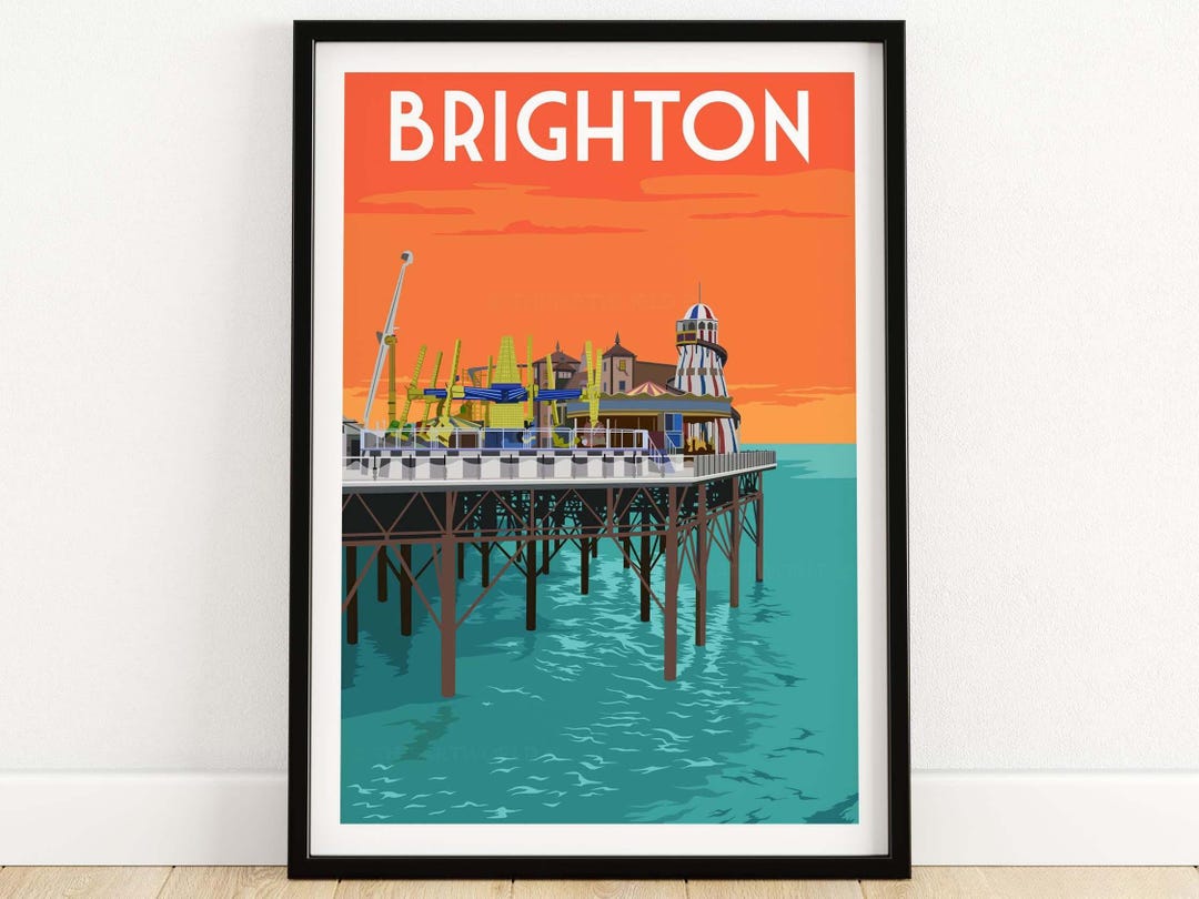 Brighton Poster | Brighton Print | Wall Art Travel Poster of Brighton ...