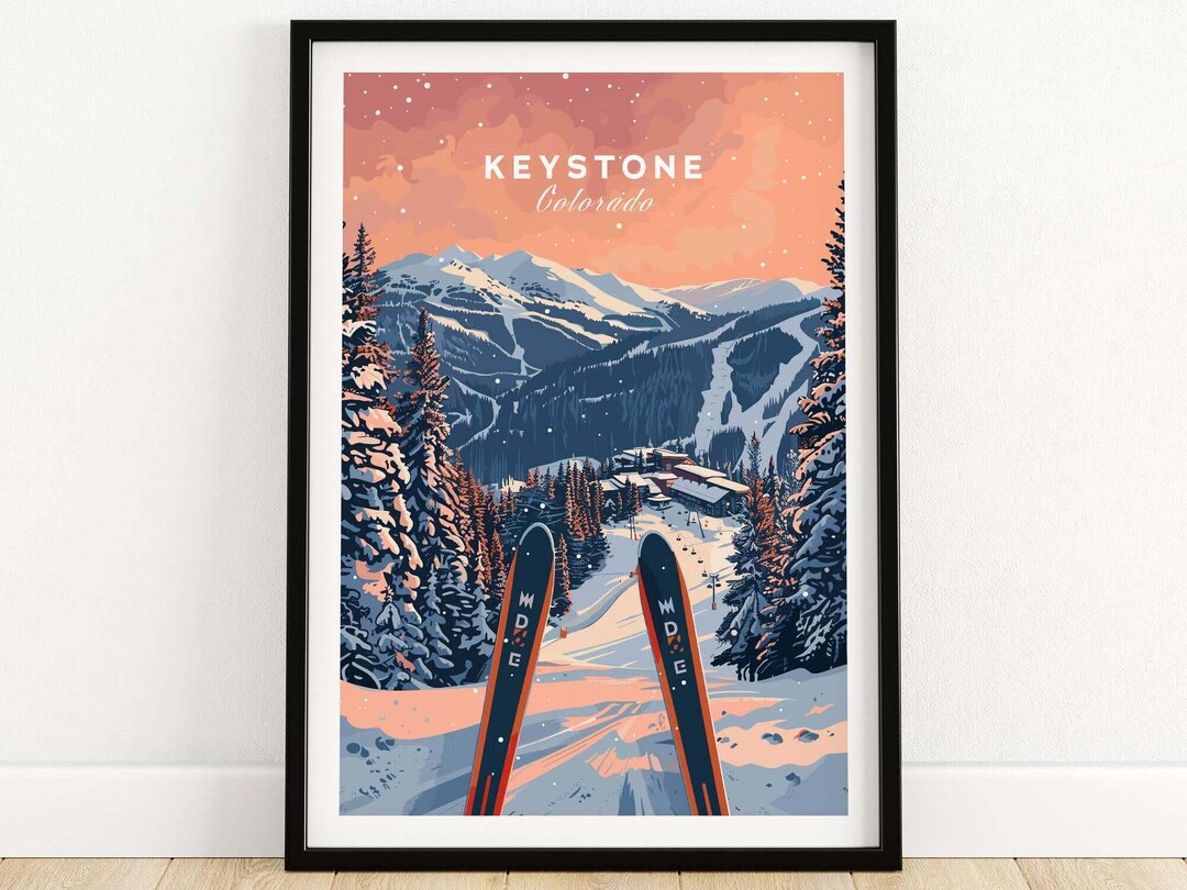 Keystone Poster Winter Sports Wall Art Gift for Skier Mountain Cabin ...