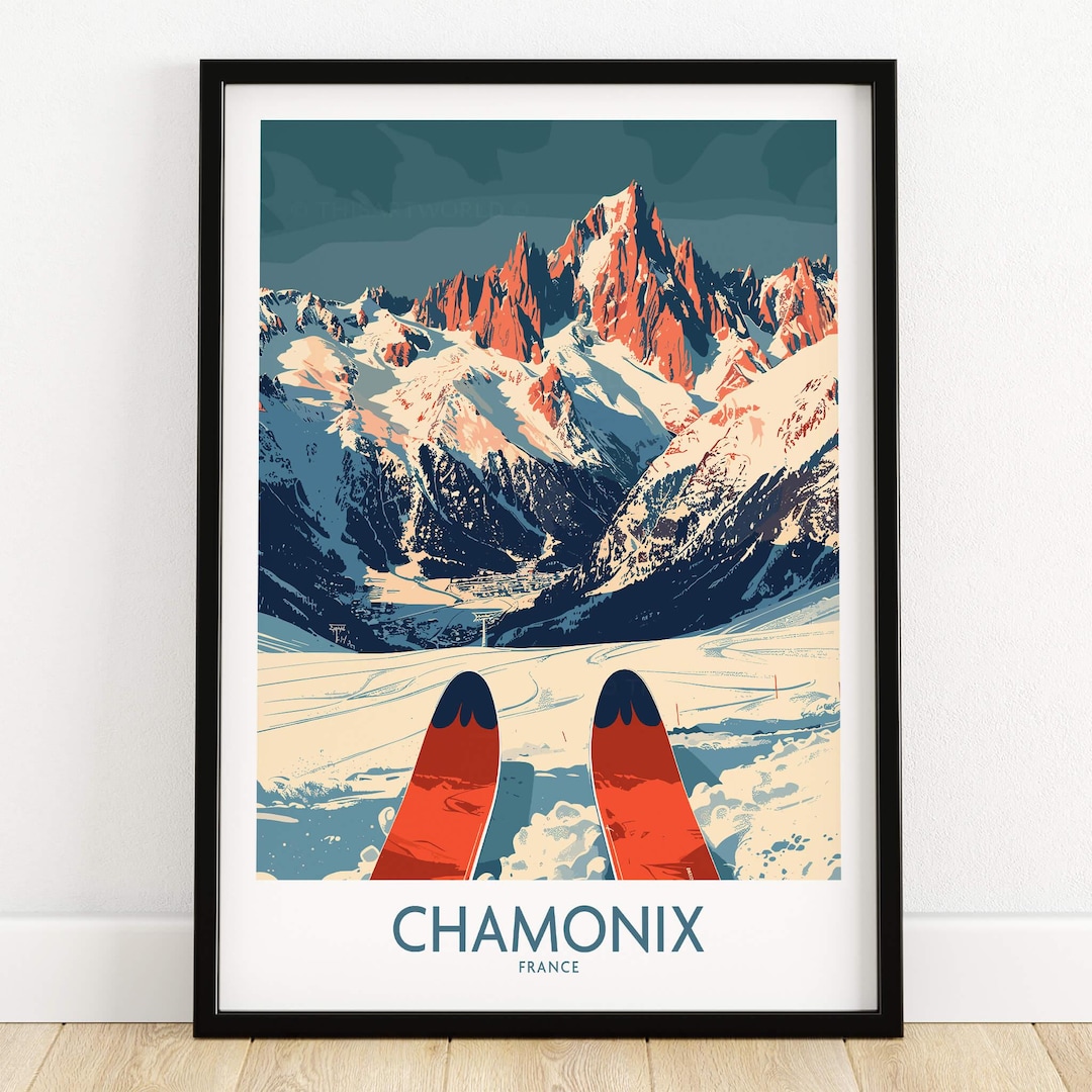 Chamonix Wall Art Poster France Print Chamonix Ski Resort Poster Winter ...
