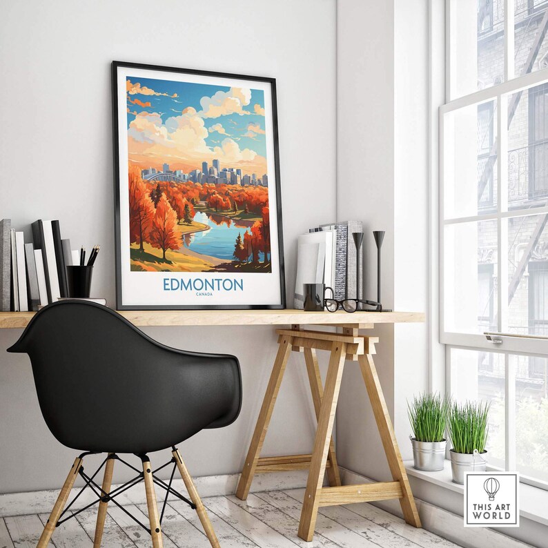 Edmonton Cityscape Wall Art Print - Vibrant Travel Poster Featuring ...