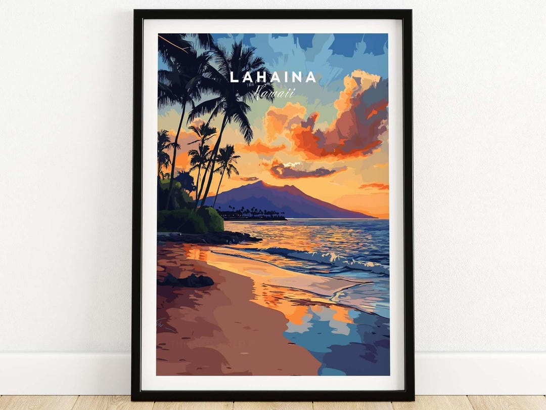 Hawaii Wall Art: Lahaina Sunset Beach - Tropical Travel Print - Etsy