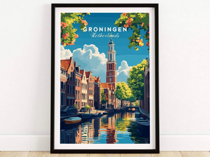 Groningen Wall Art Print Travel Poster Groningen Wall Decor Groningen ...