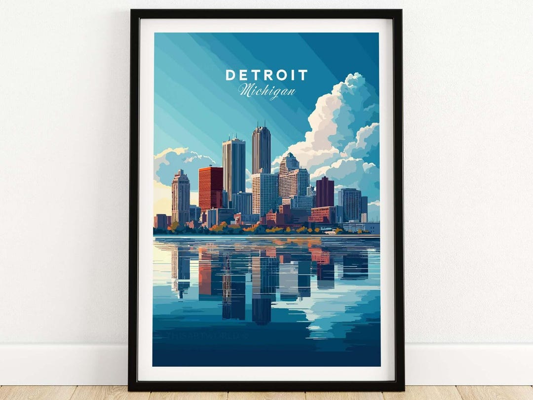Detroit Wall Art Detroit Skyline Print Home Decor Office Art Michigan ...