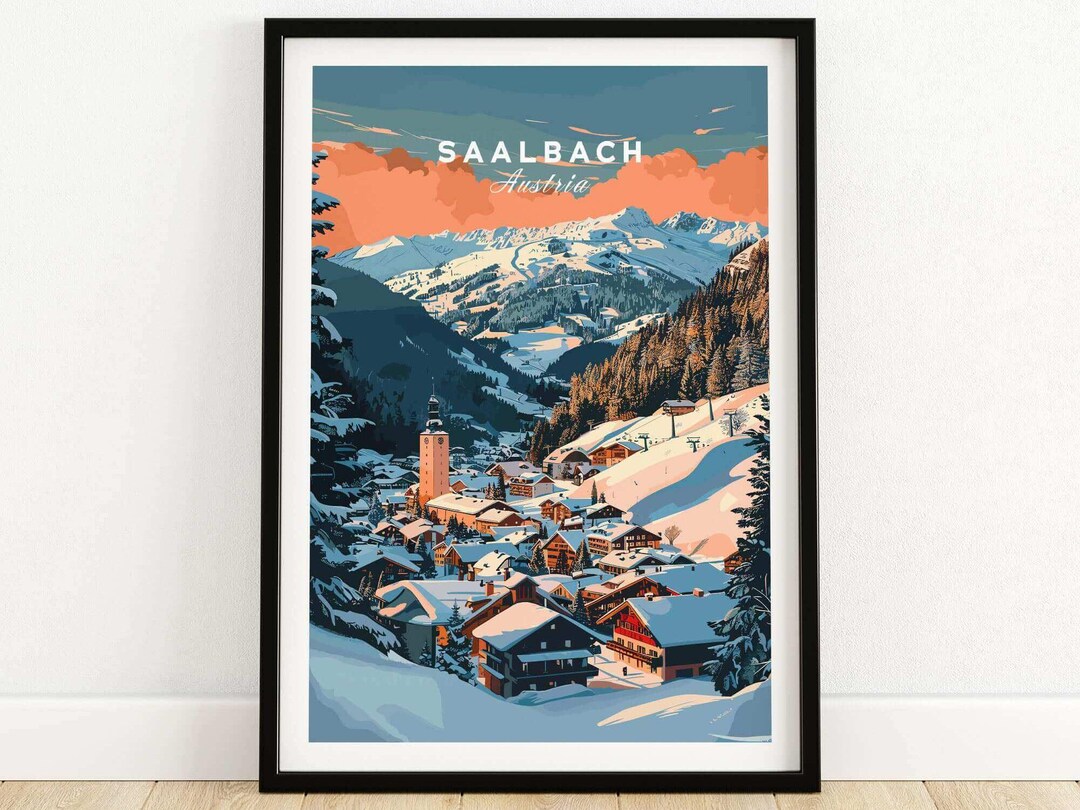 Saalbach Wall Art Print Saalbach Poster Ski Resort Poster Wintersport ...