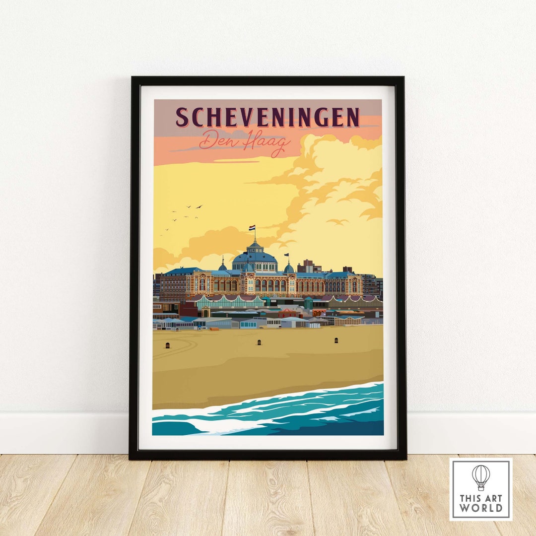 Scheveningen Poster | Den Haag Beach Print | the Netherlands Travel Poster | Wall Art - Etsy