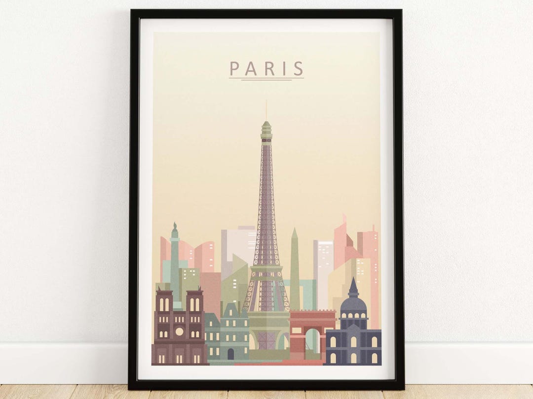 Paris Skyline Print | Paris Wall Art | Paris Poster | Paris City France ...