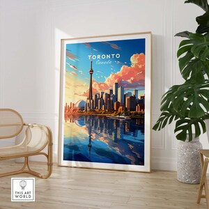 Toronto Skyline Sunset Poster - Canada Travel Gift - Wall Art Poster ...
