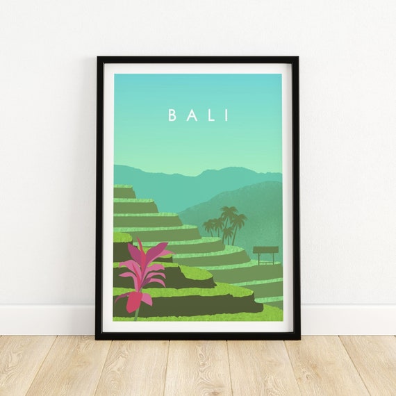 Bali Poster Balinese Travel Poster Tropical Print of Bali | Etsy