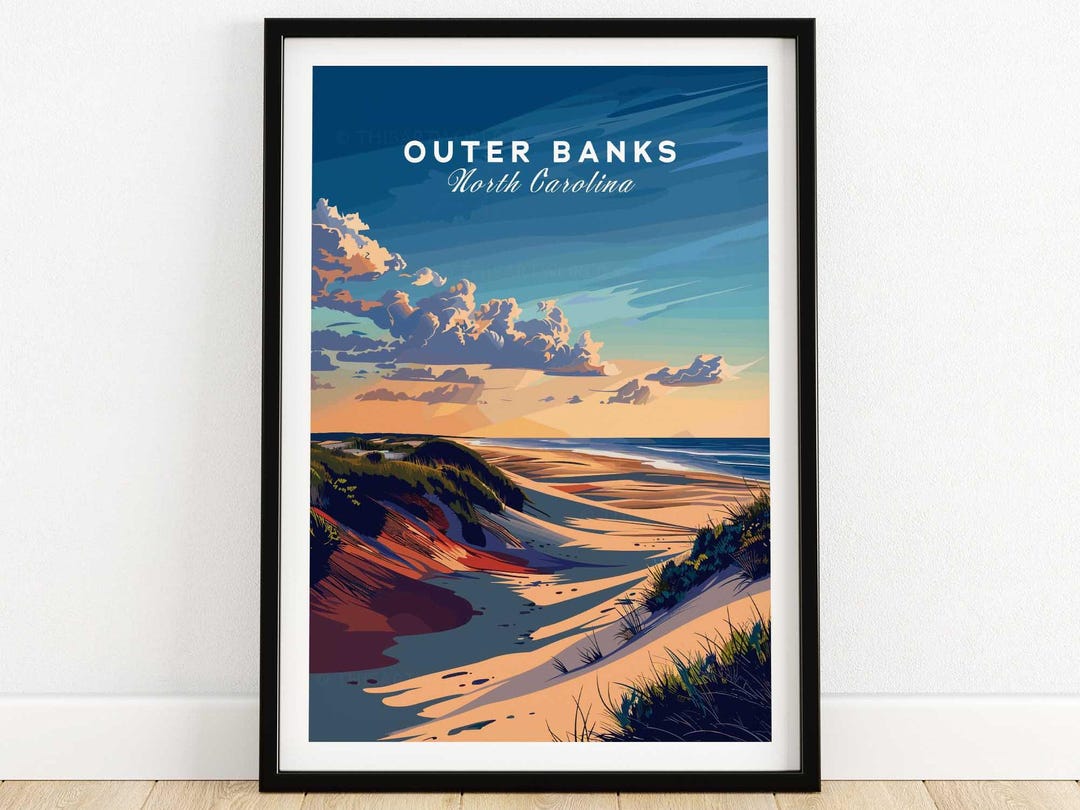 Outer Banks Island Wall Art North Carolina Travel Print Wall Art Poster ...