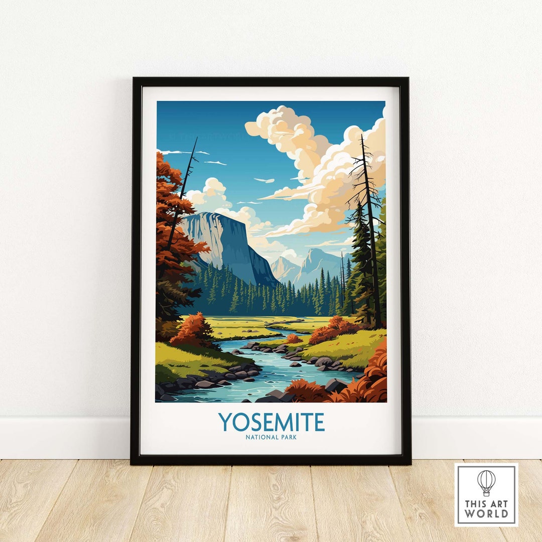 Yosemite Art Print National Park Poster Wall Art Print Birthday Present ...